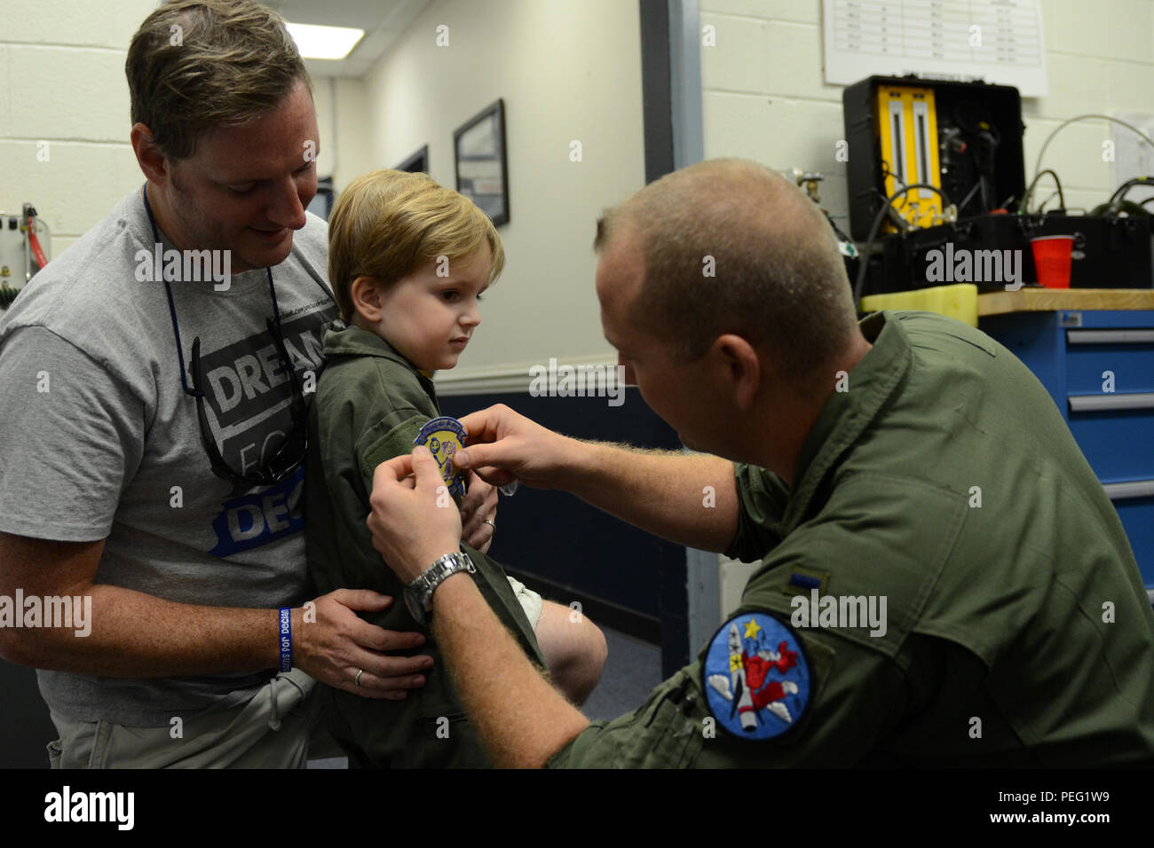 Declan Alexander receives patches for his flight suit at McEntire Joint ...