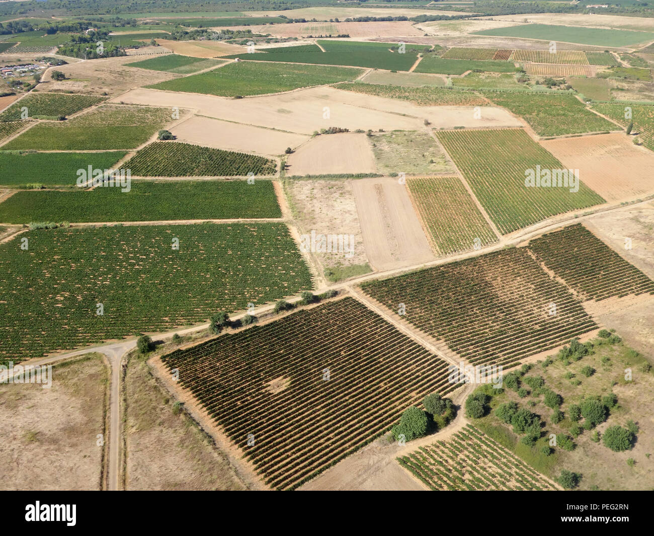Aerial photograph of the vineyards around the Cers area France ...