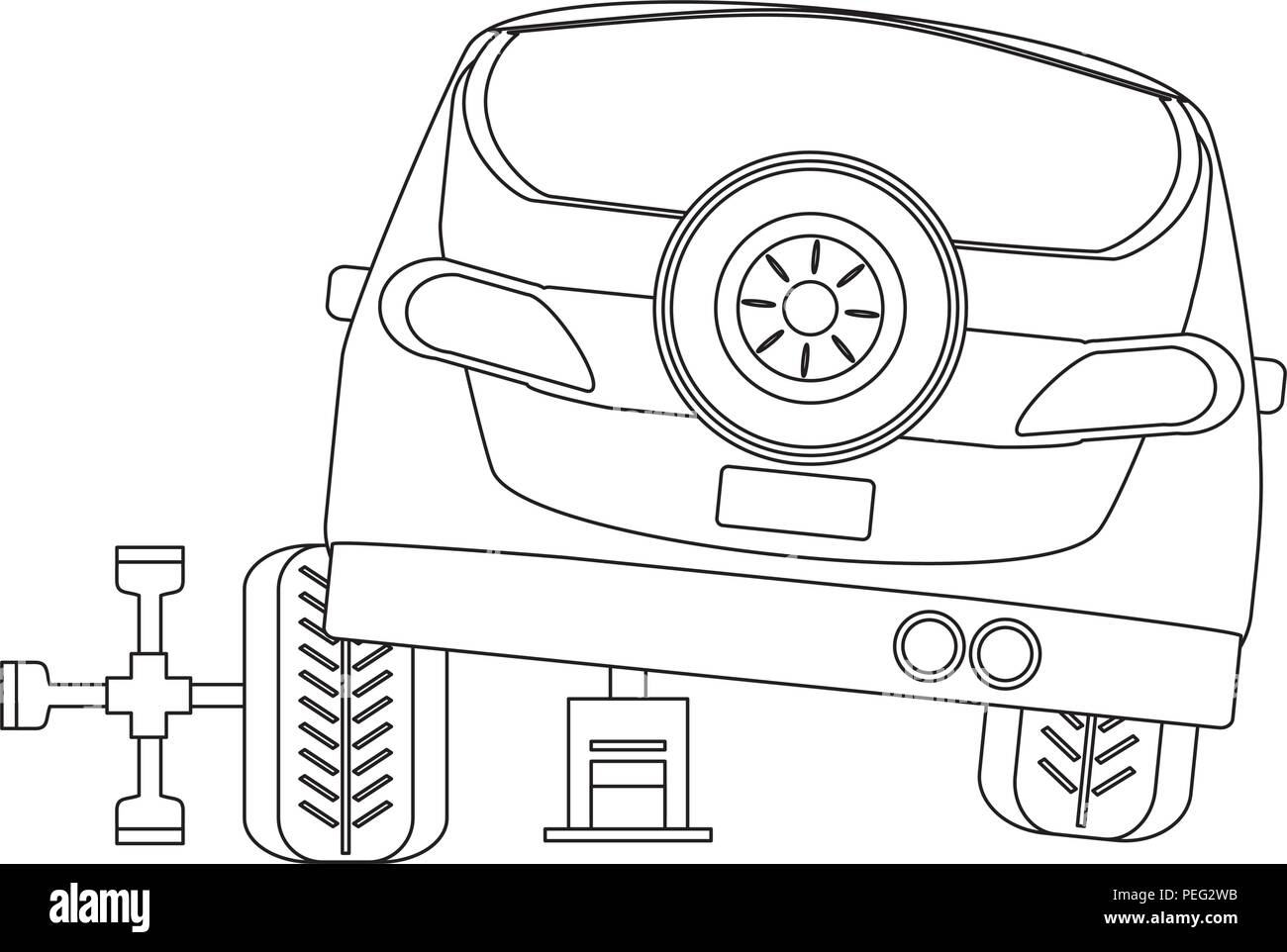 car with repair tools over white background, vector illustration Stock ...
