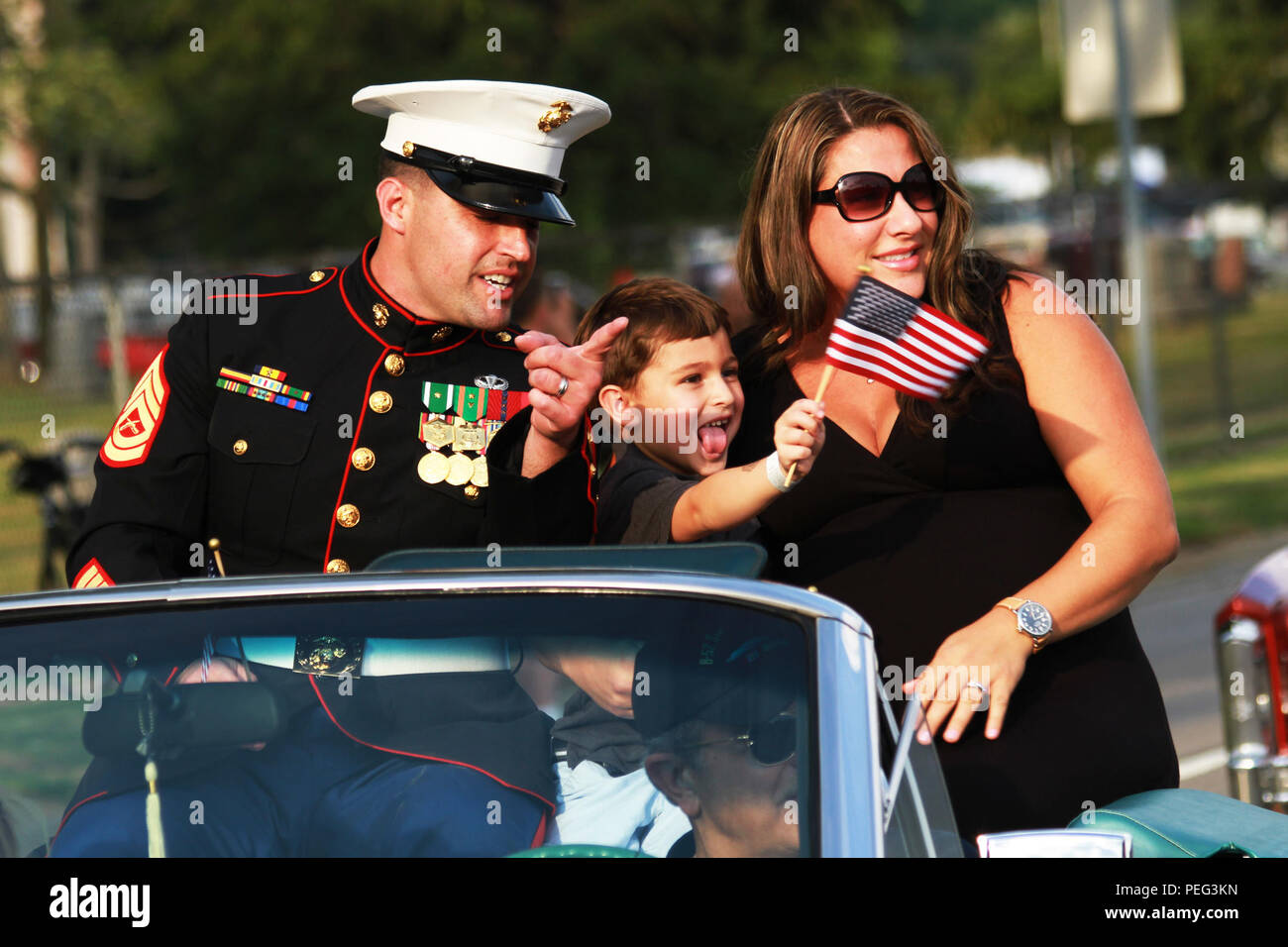 U.S. Marine Corps Gunnery Sgt. Dominic Freda, cruises down Woodward ...