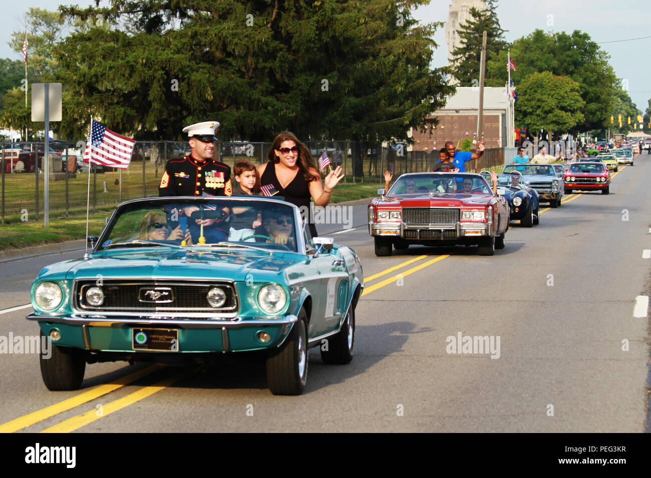 U.S. Marine Corps Gunnery Sgt. Dominic Freda, cruises down Woodward ...