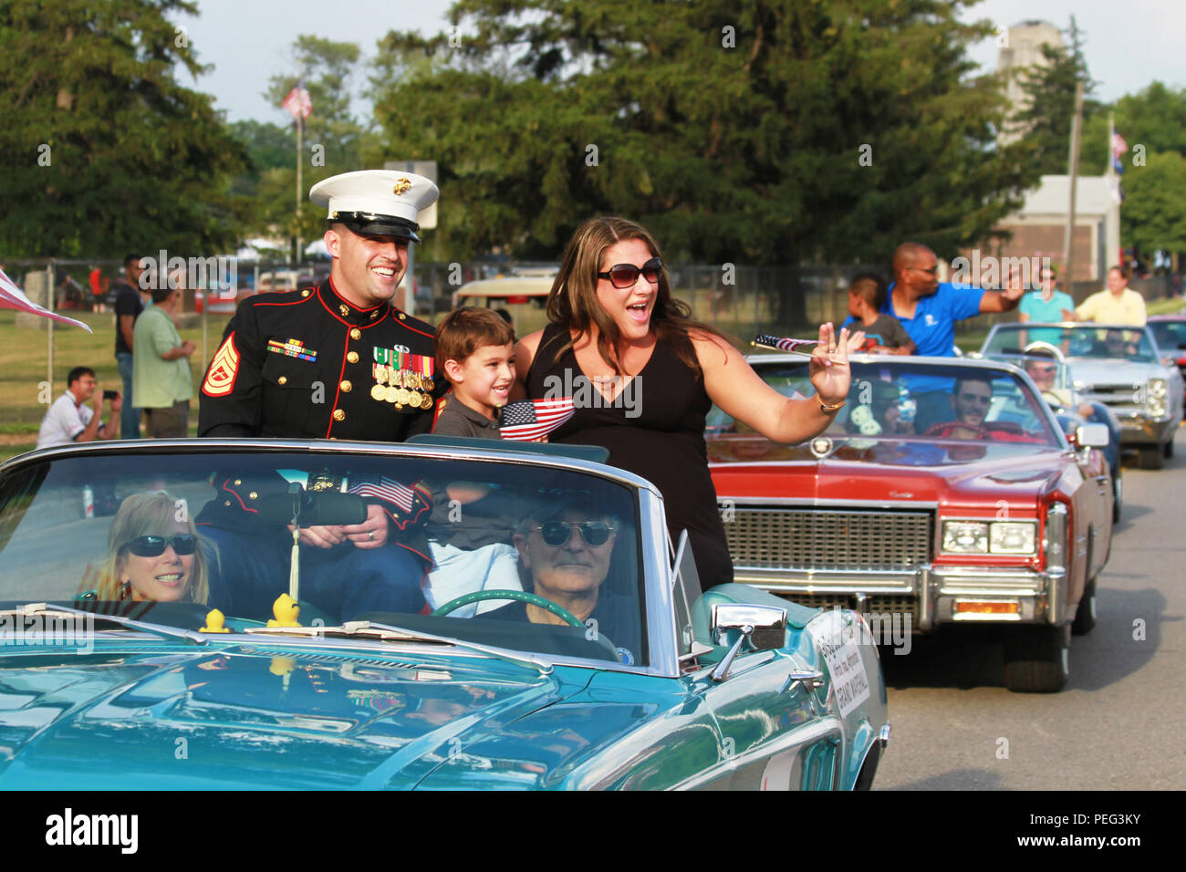 U.S. Marine Corps Gunnery Sgt. Dominic Freda, cruises down Woodward ...