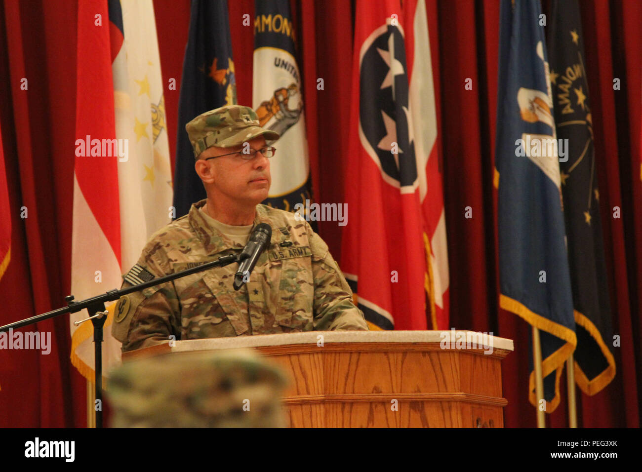 Brig. Gen. Kenneth Jones, 4ESC commanding General, delivers comments ...