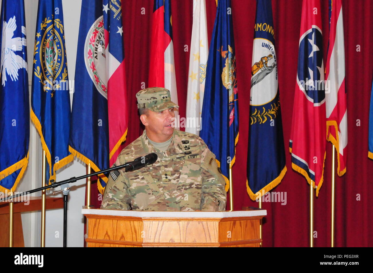Maj. Gen. Paul Hurley, 1st TSC commanding general, delivers comments ...
