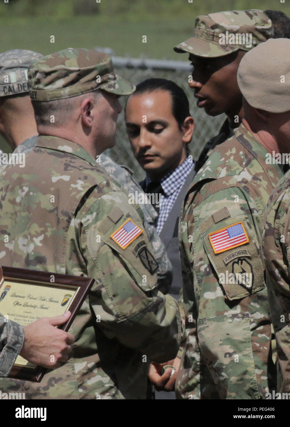 Sgt. Talen Patterson, 2nd Battalion, 75th Ranger Regiment, is presented ...