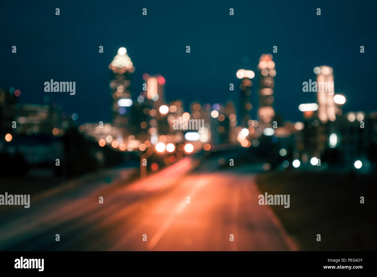 Bokeh lights of modern city skyline. Atlanta, Georgia, USA Stock Photo - Alamy