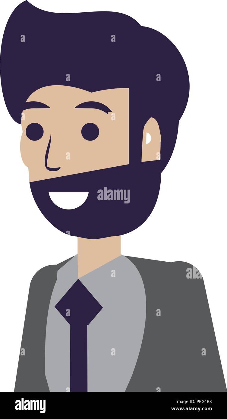 cartoon businessman wiith beard over white background, vector ...