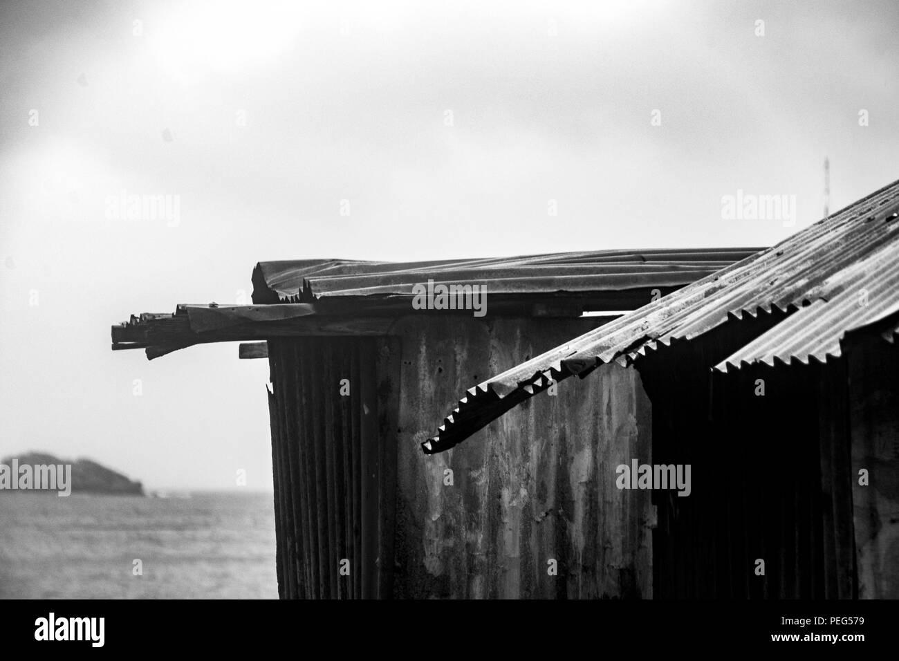 Two old, shacks used for housing, Grenada Island Stock Photo - Alamy