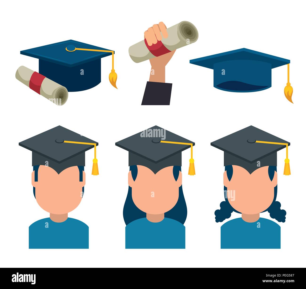 group of graduates with uniform vector illustration design Stock Vector ...
