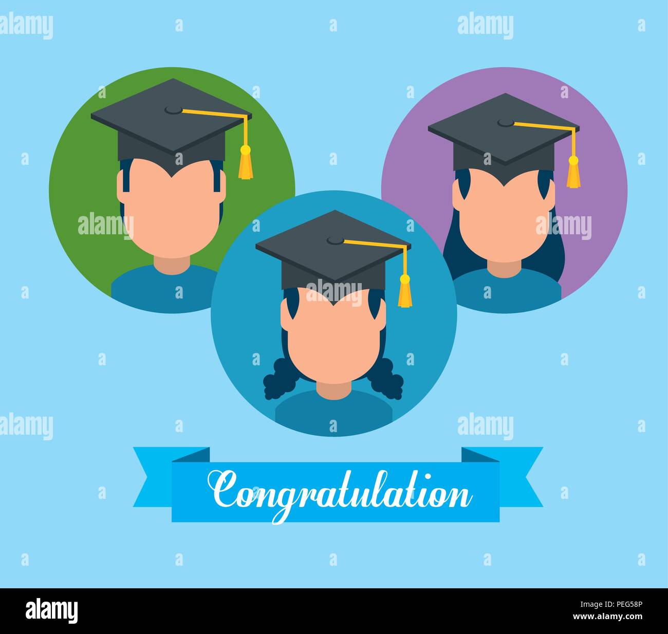 group of graduates with uniform vector illustration design Stock Vector ...