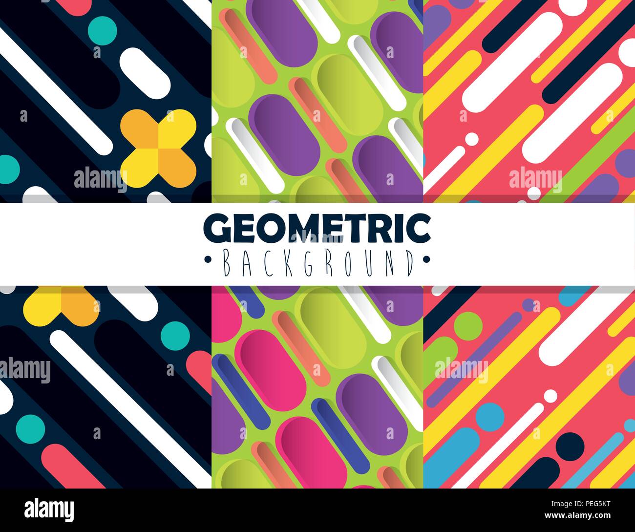 figures geometrics and colors set backgrounds vector illustration ...