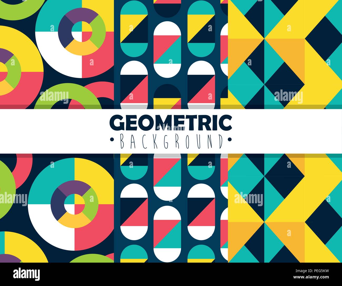 figures geometrics and colors set backgrounds vector illustration ...