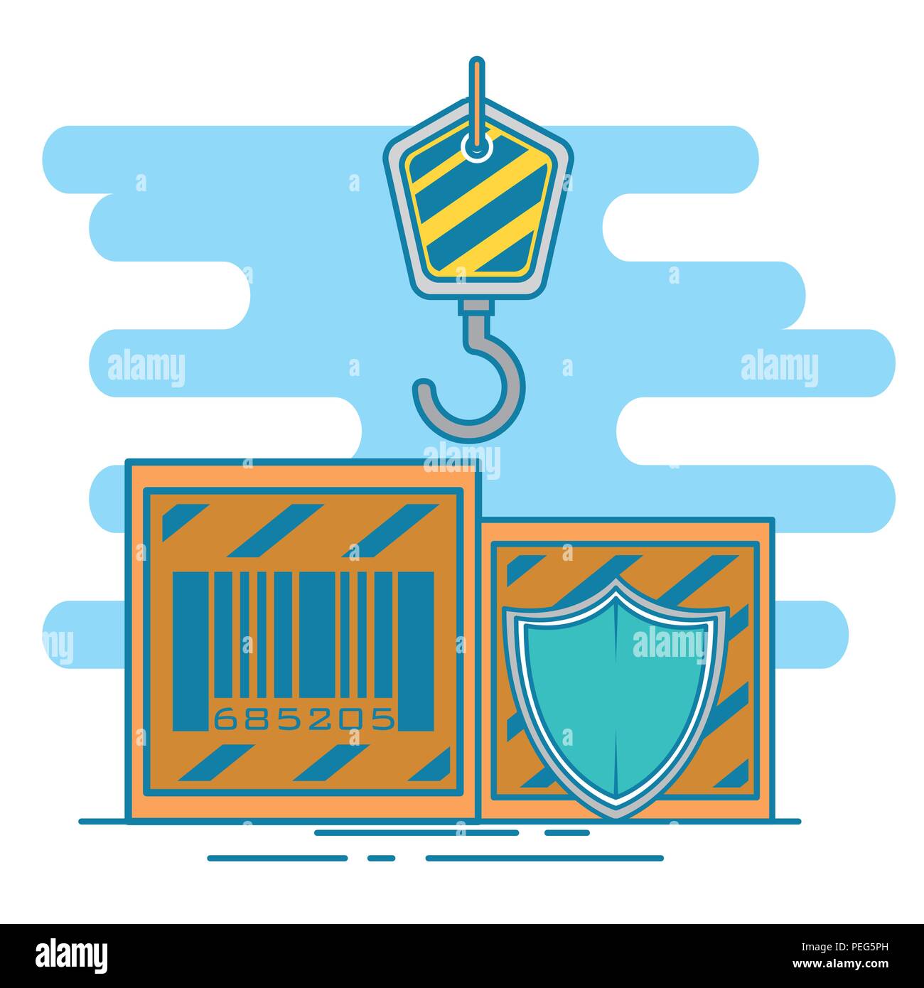 boxes with hook delivery service vector illustration design Stock ...
