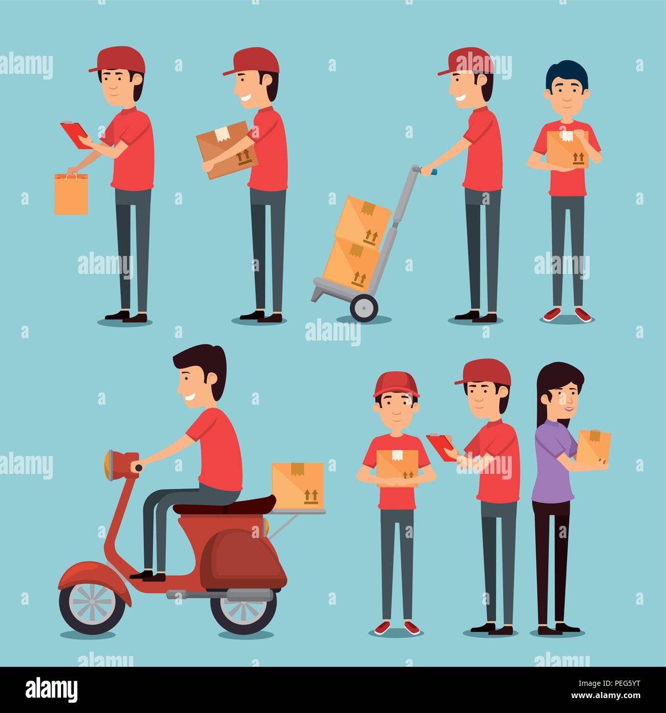 group of delivery workers vector illustration design Stock Vector Image ...