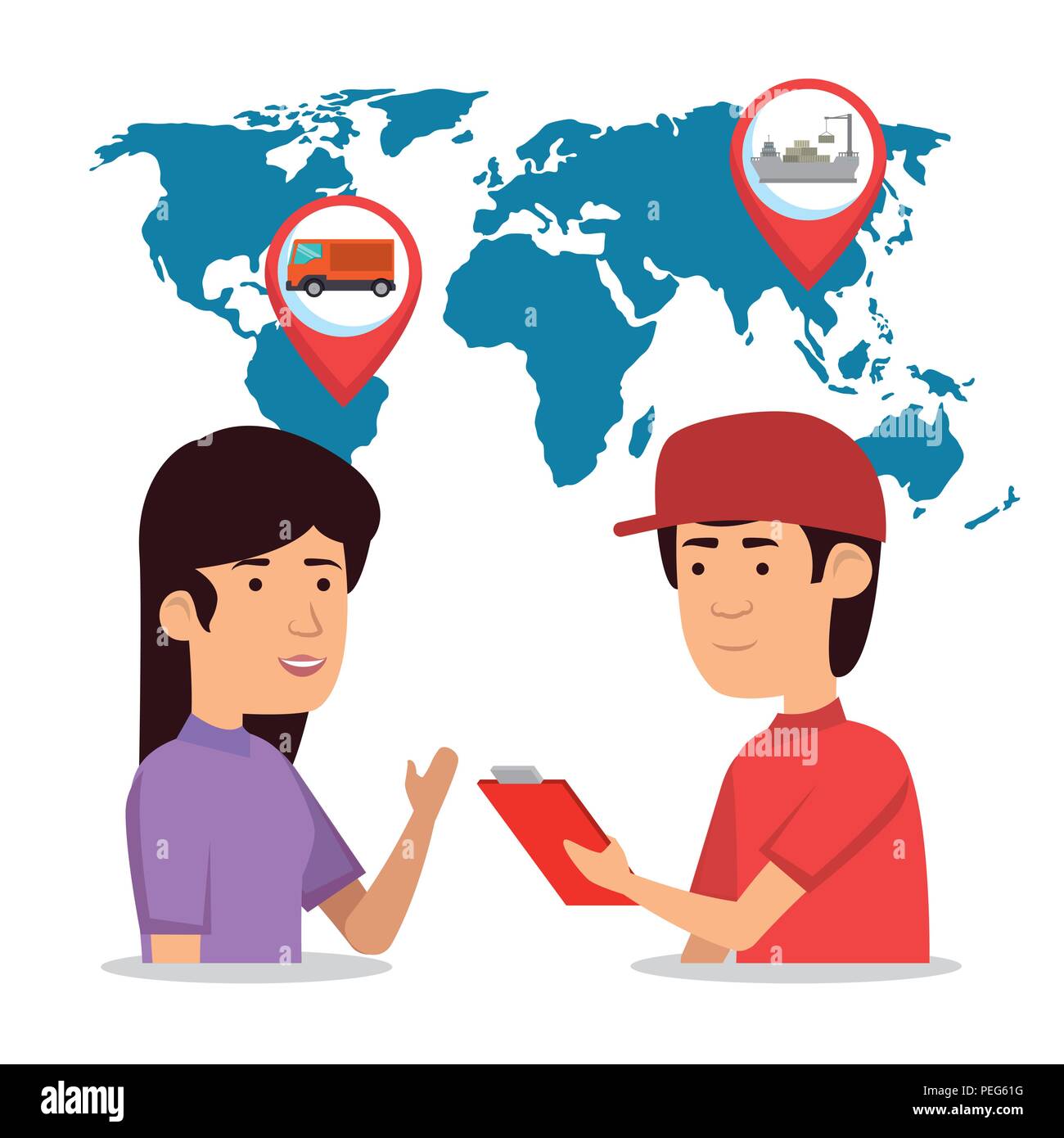 delivery worker with receiver vector illustration design Stock Vector ...