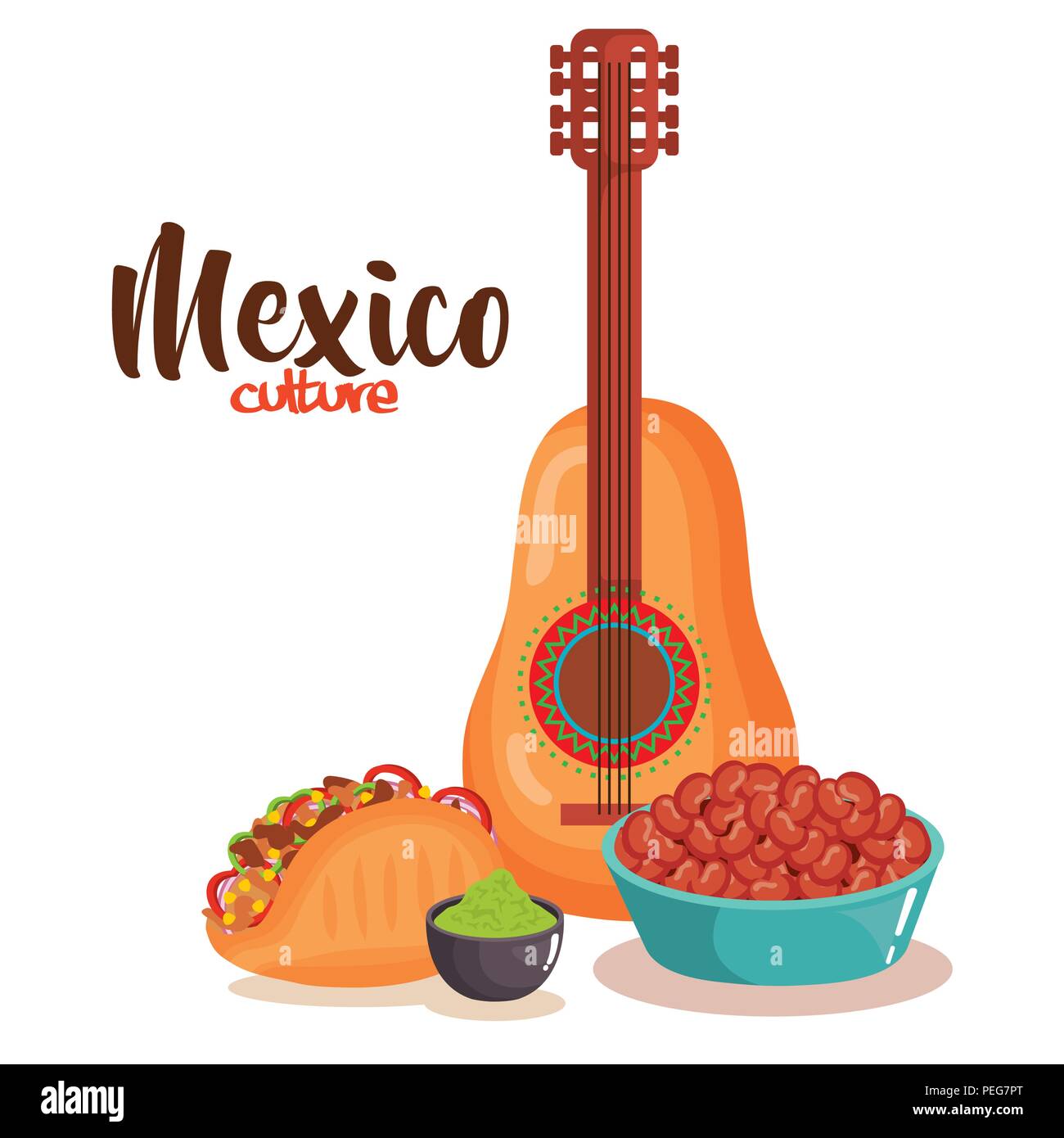delicious mexican food with guitar vector illustration design Stock ...