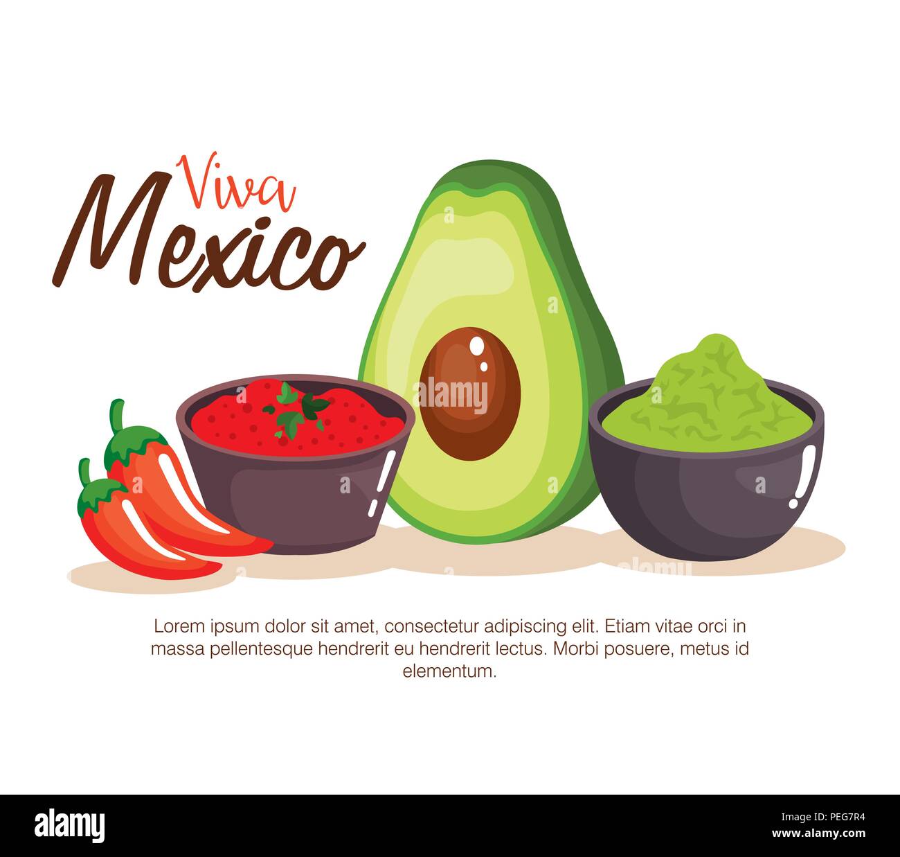 mexican guacamole and chili pepper sauces vector illustration Stock ...