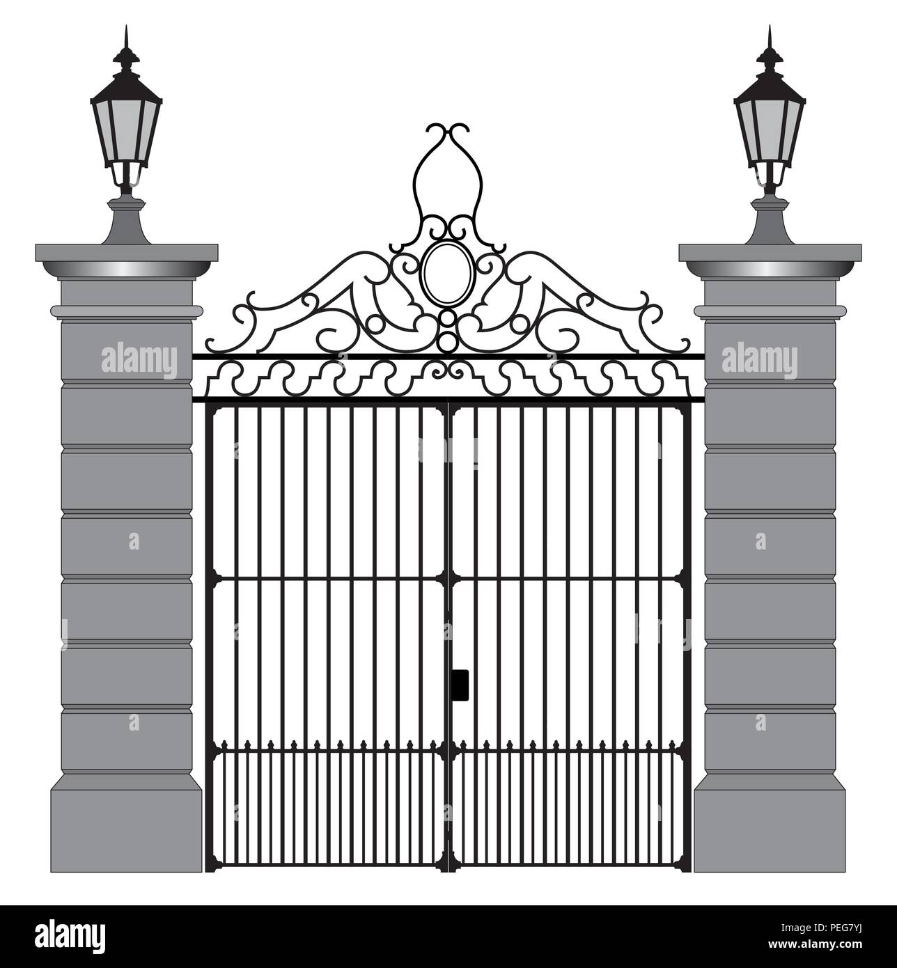 Wrought iron door ancient Cut Out Stock Images & Pictures - Alamy