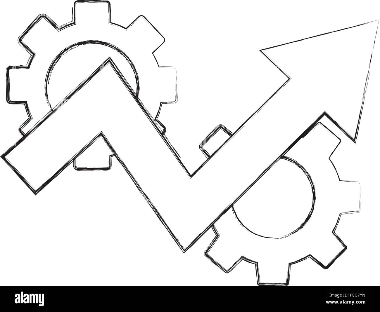 gears arrow business success progress hand drawing Stock Vector Image ...