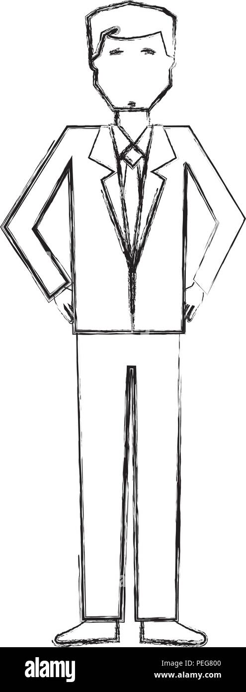 business man character standing avatar hand drawing Stock Vector Image ...