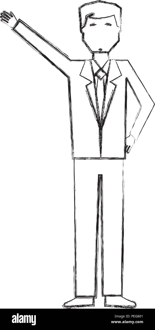 business man character standing avatar hand drawing Stock Vector Image ...