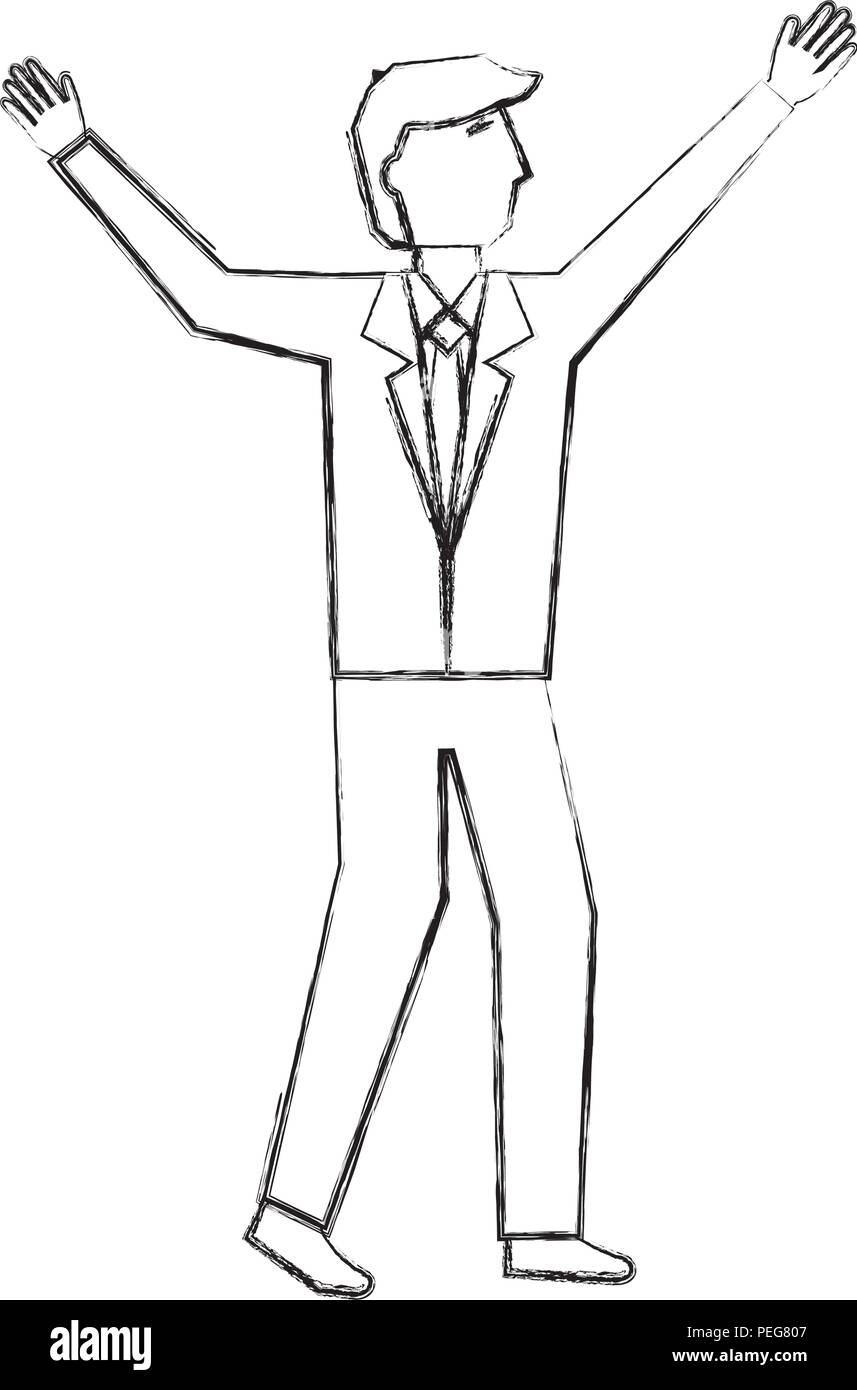 business man character standing avatar hand drawing Stock Vector Image ...