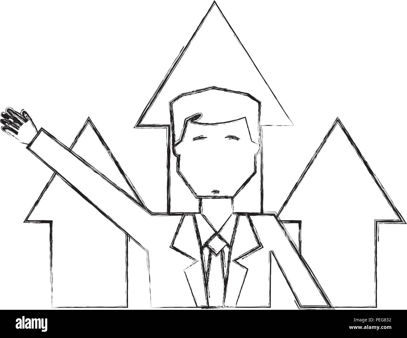 businessman and success arrow hand drawing design Stock Vector Image ...