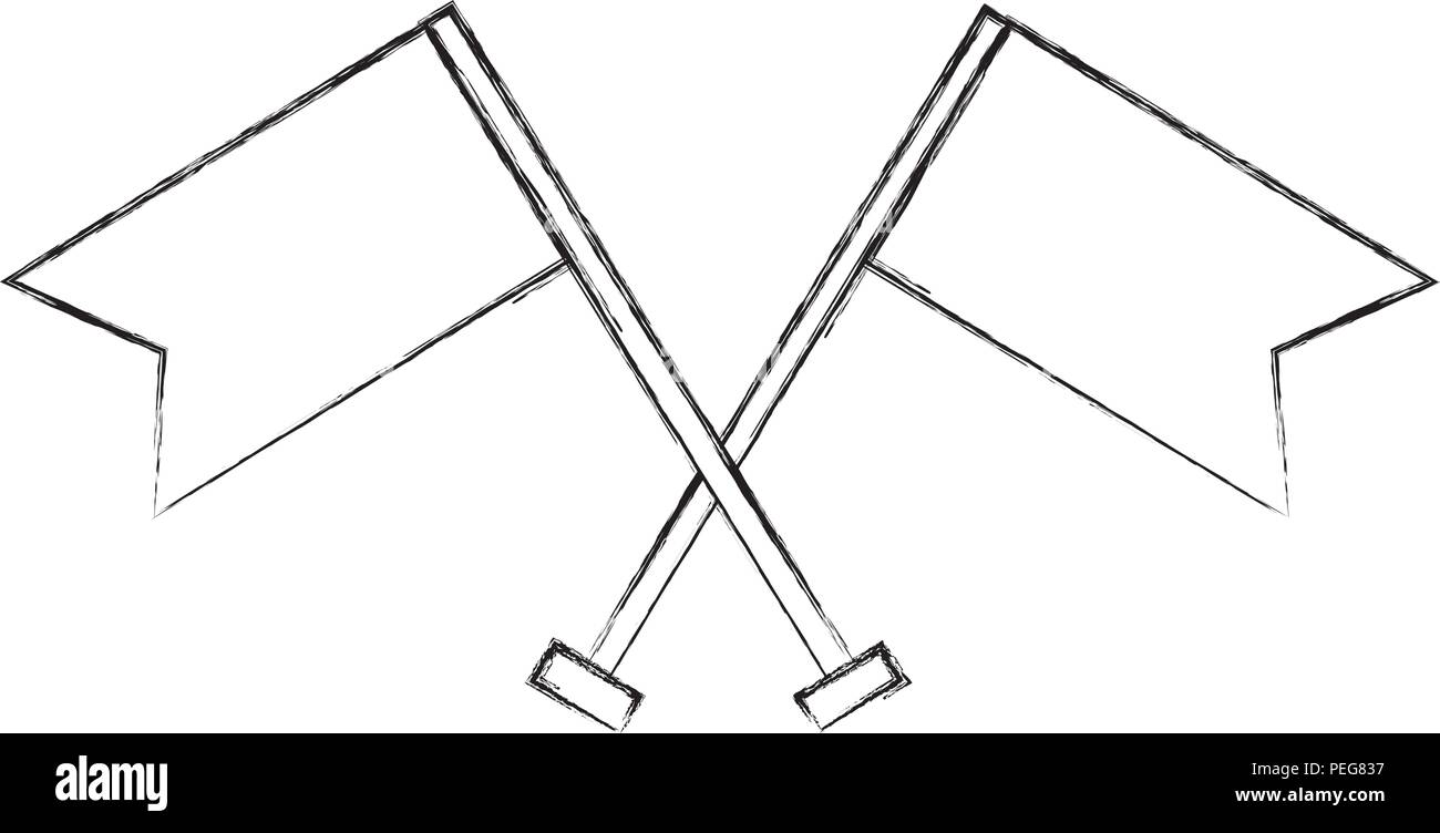 crossed flag work business success hand drawing Stock Vector Image ...