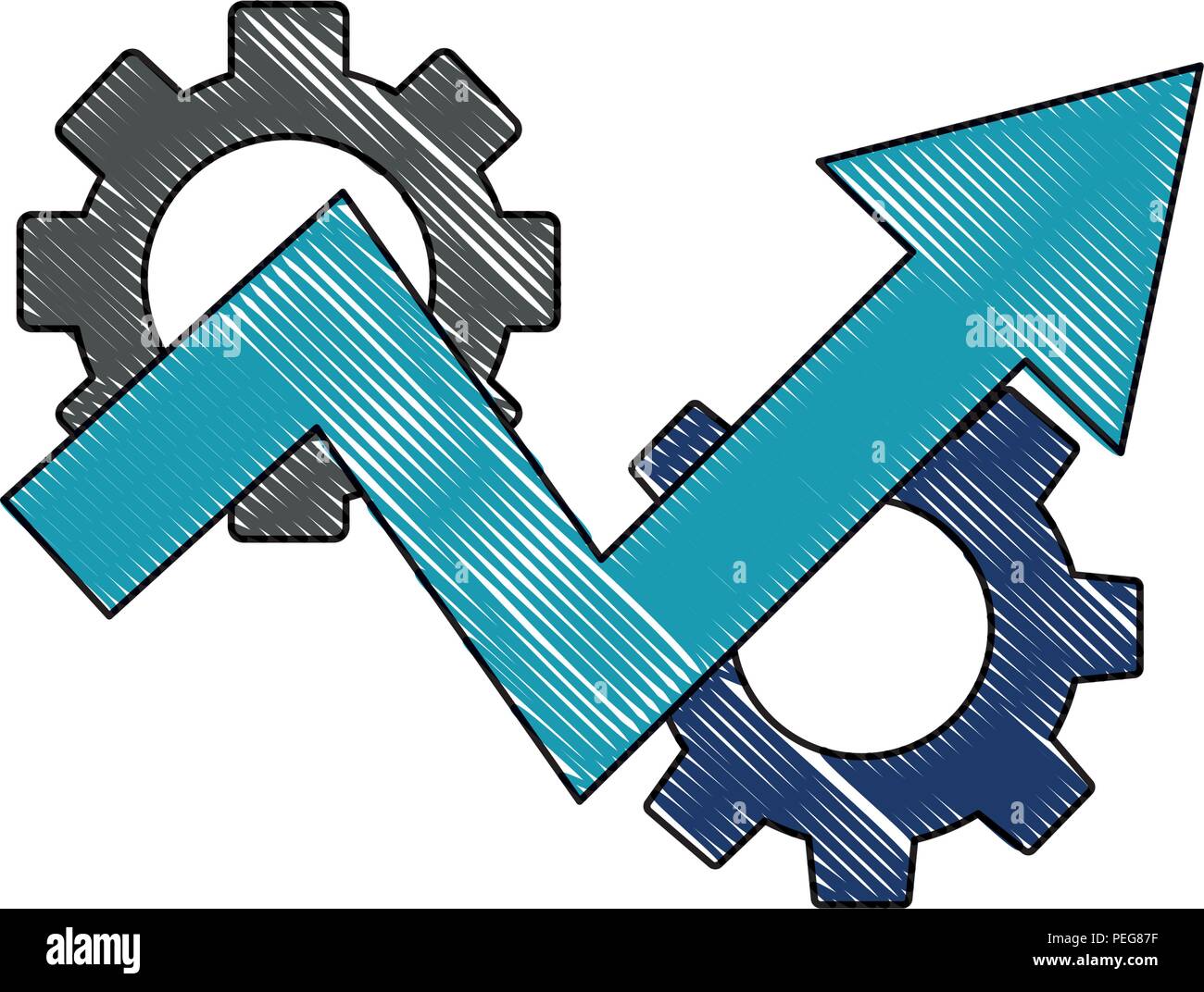 gears arrow business success progress color drawing Stock Vector Image ...