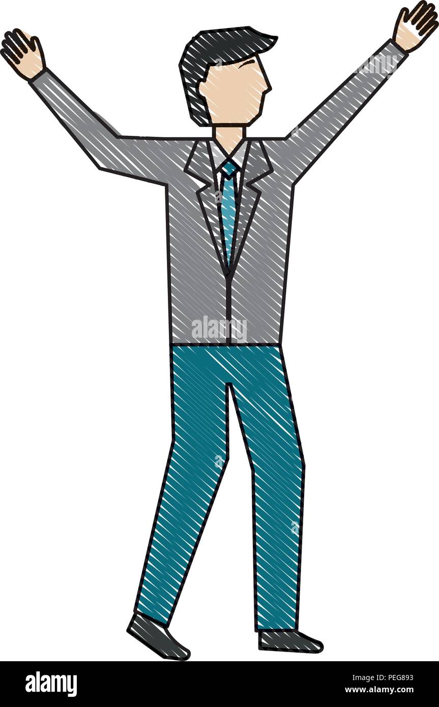 business man character standing avatar color drawing Stock Vector Image ...