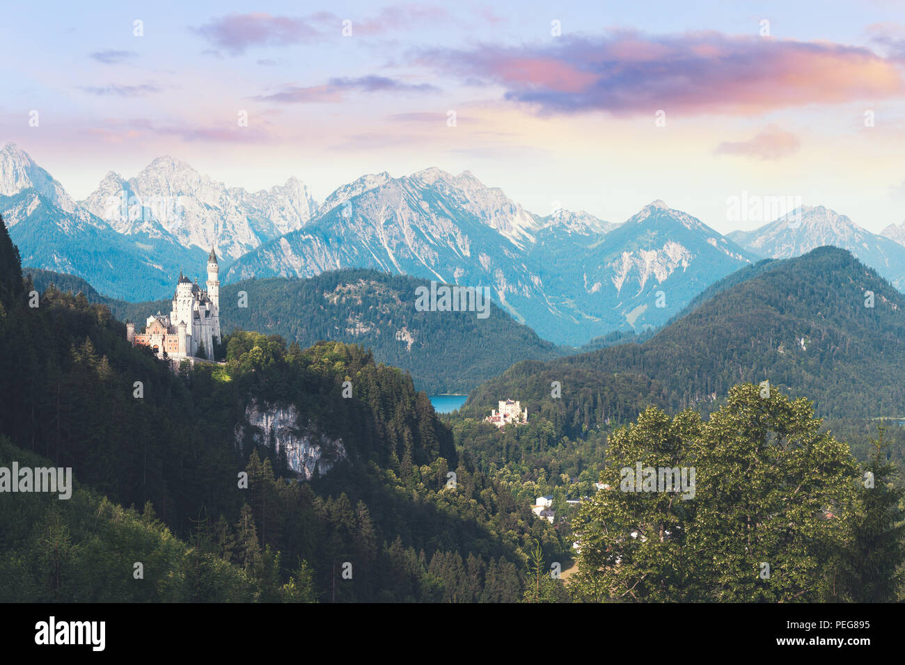 Panorama of famous Neuschwanstein Castle, Germany, European landmark Stock Photo - Alamy