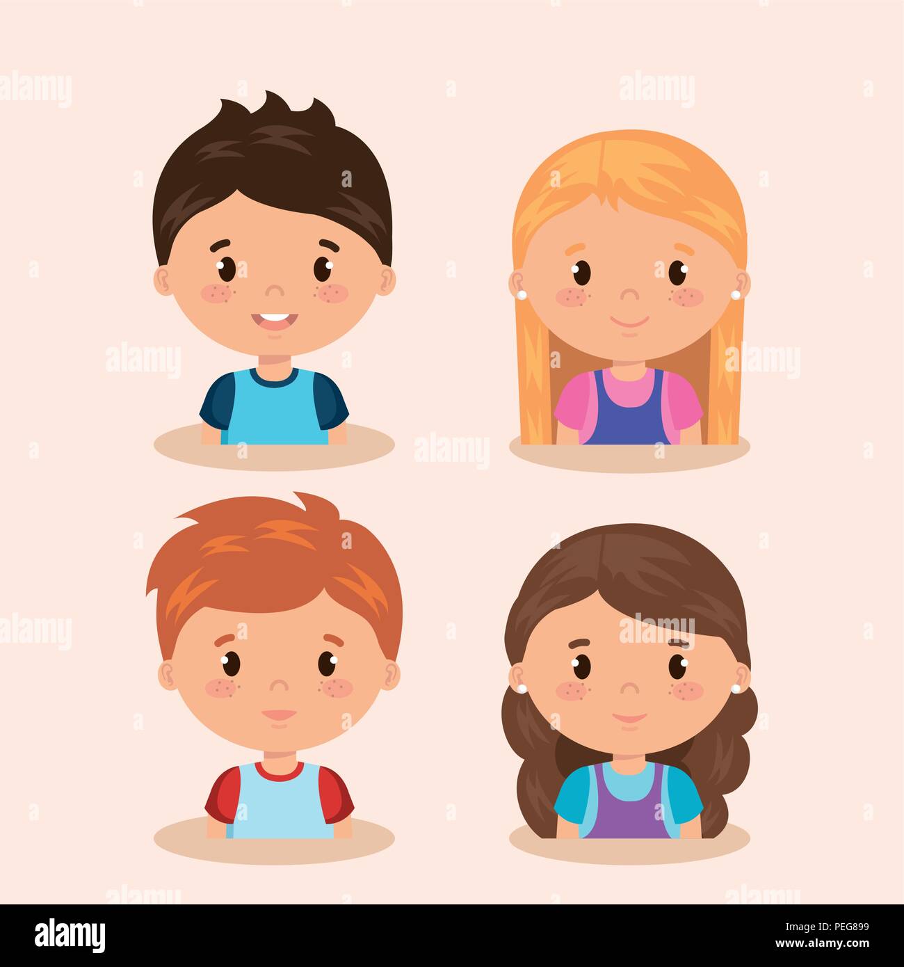 cute and little kids group vector illustration design Stock Vector ...
