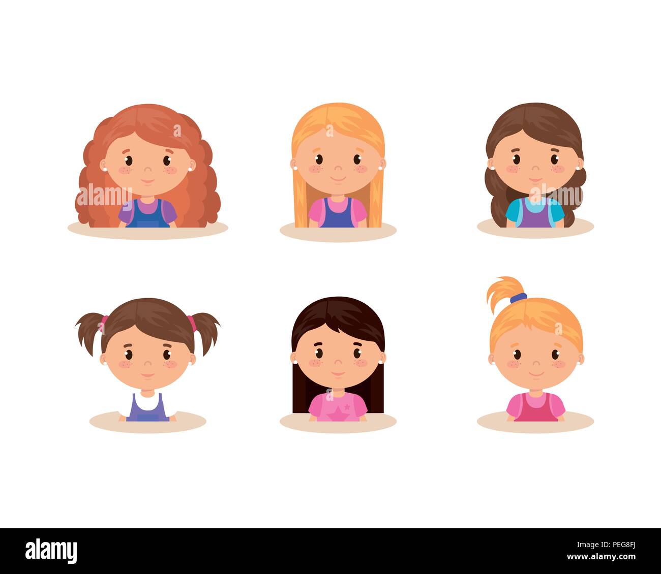 cute and little girls group vector illustration design Stock Vector ...