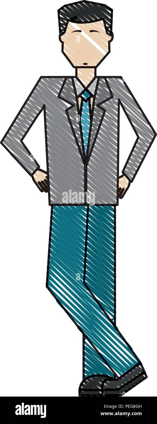 businessman standing character manager work color drawing Stock Vector ...