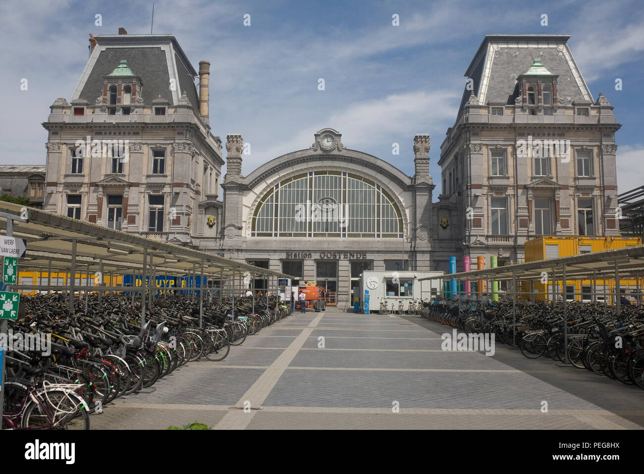 Ostend railway station with biycyle storage sheds Stock Photo - Alamy