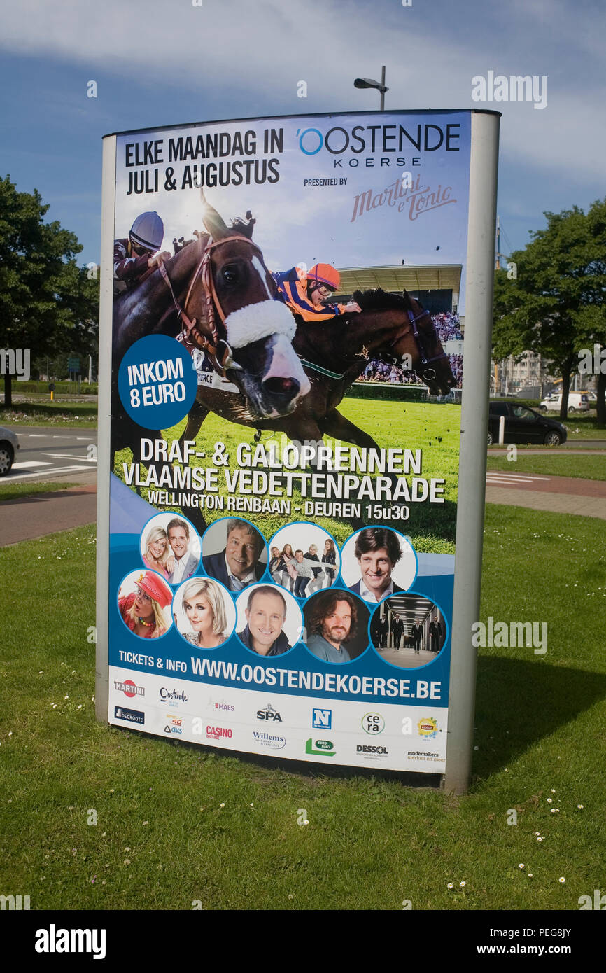 Board advertising horse race meeting on Mondays in July and August ...