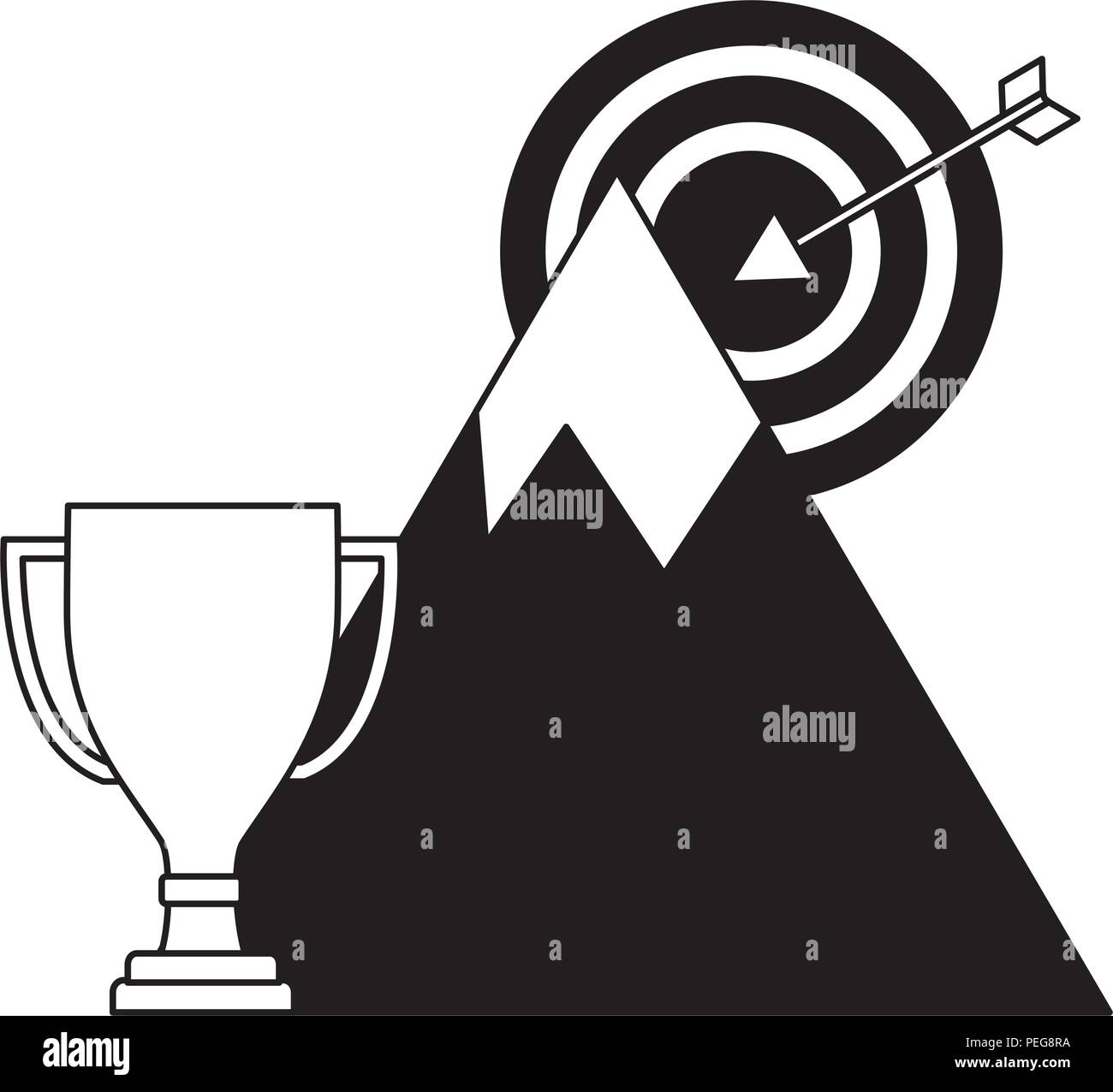 target arrow success with mountain and trophy cup Stock Vector Image ...