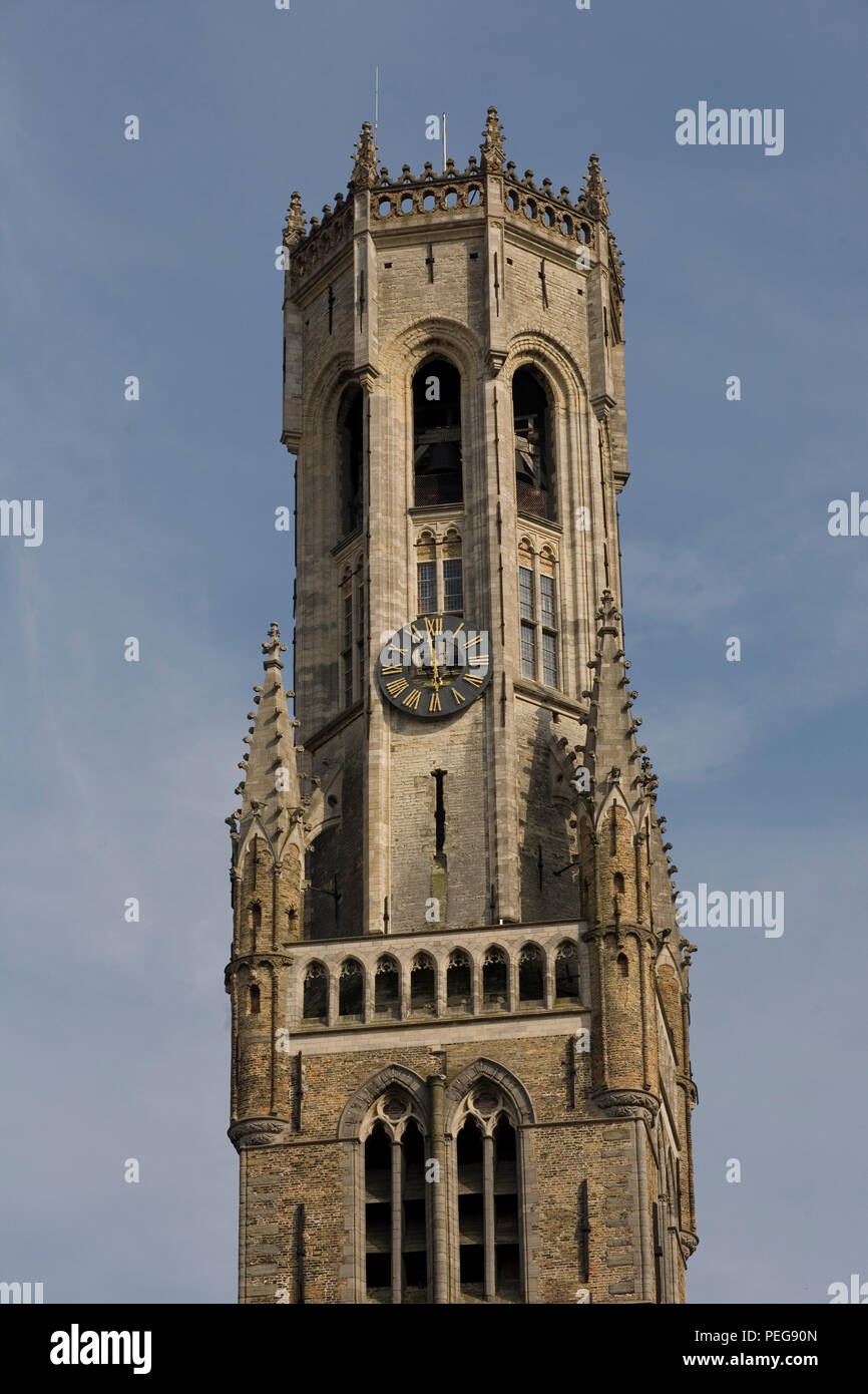 Tower of the Belfry on the Market square in Bruges Stock Photo - Alamy