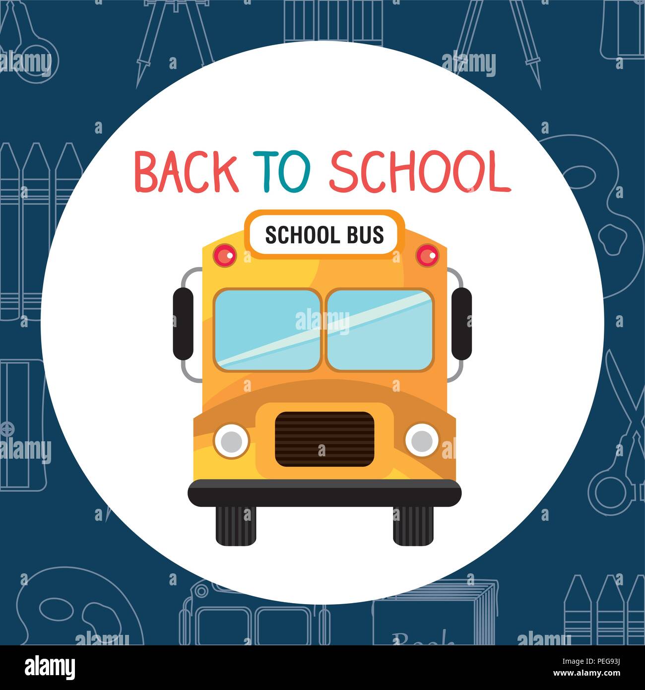 back to school label with bus vector illustration design Stock Vector ...