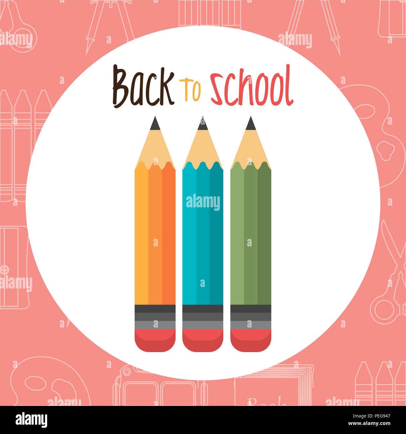 back to school label with colors pencils vector illustration design ...