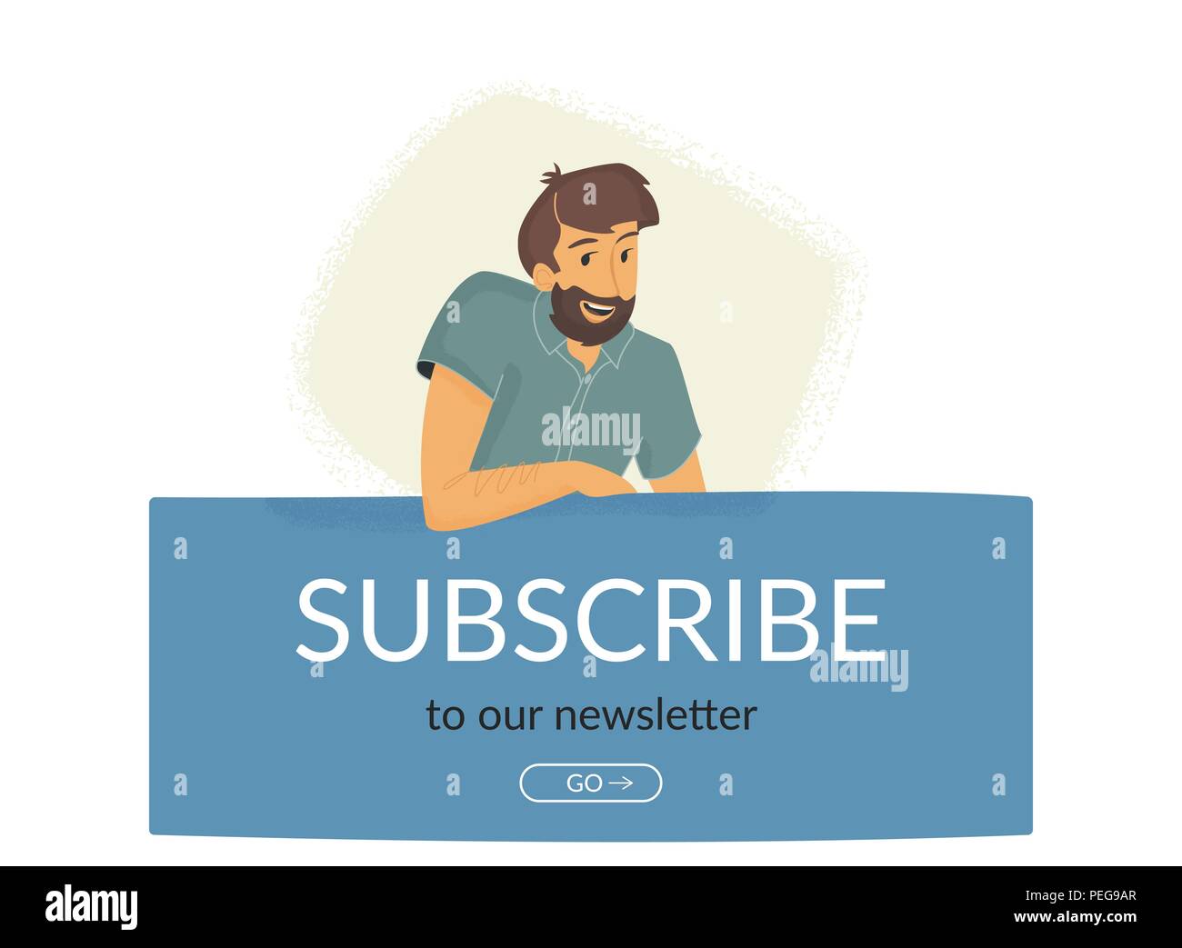 Subscribe to our newsletter. Flat vector illustration of smiling ...