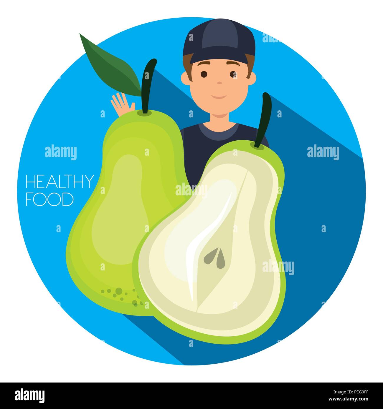 Boy cartoon pear fruit hi-res stock photography and images - Alamy