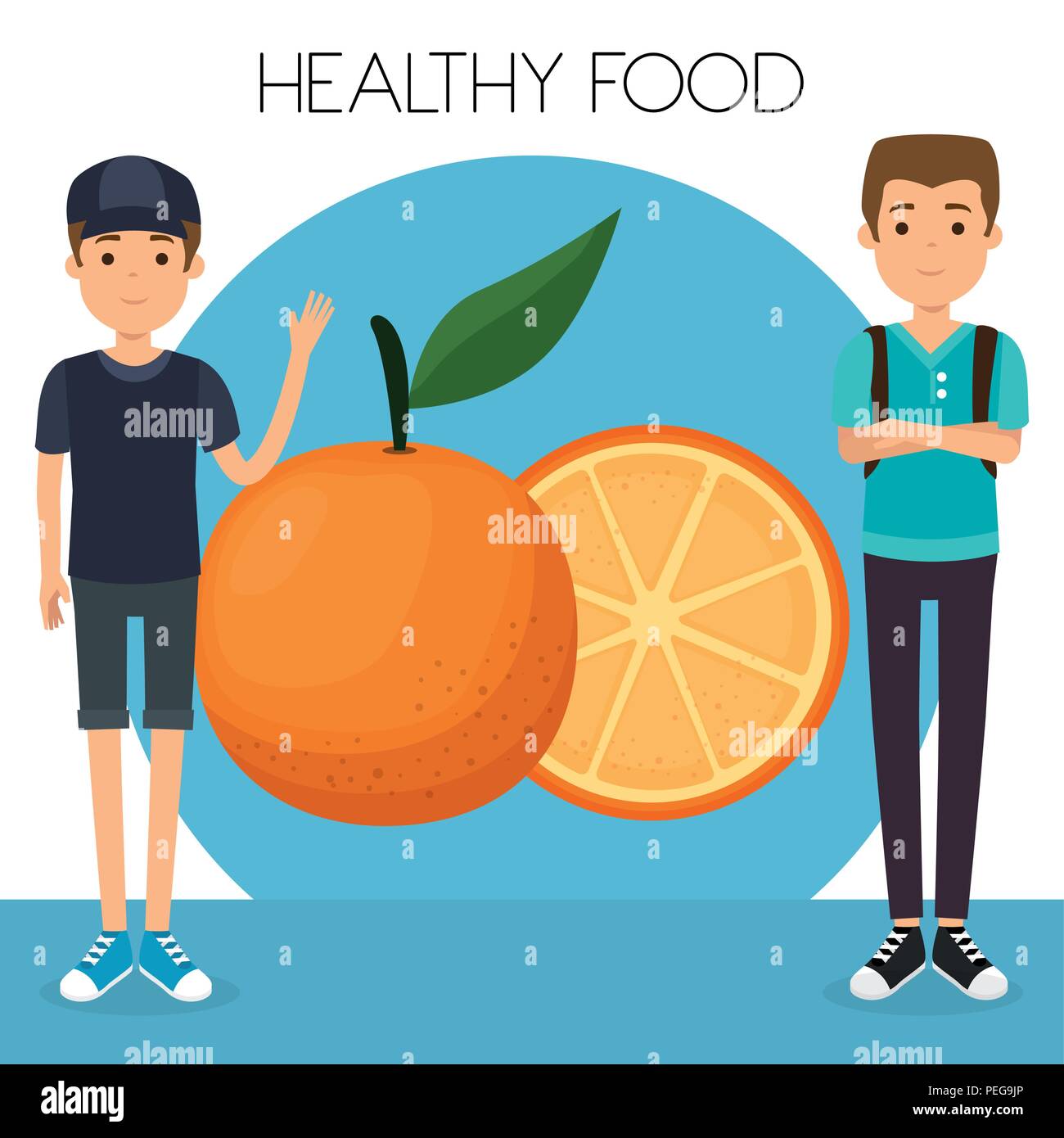 Boy eating orange fruit Stock Vector Images - Alamy