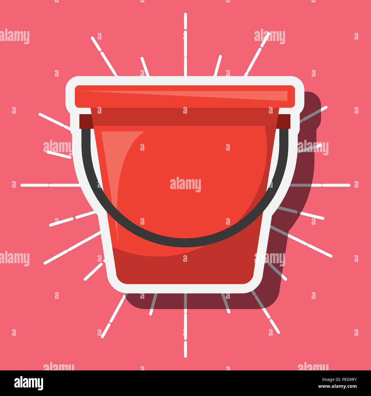 red bucket gardening tool cartoon style image Stock Vector Image & Art ...