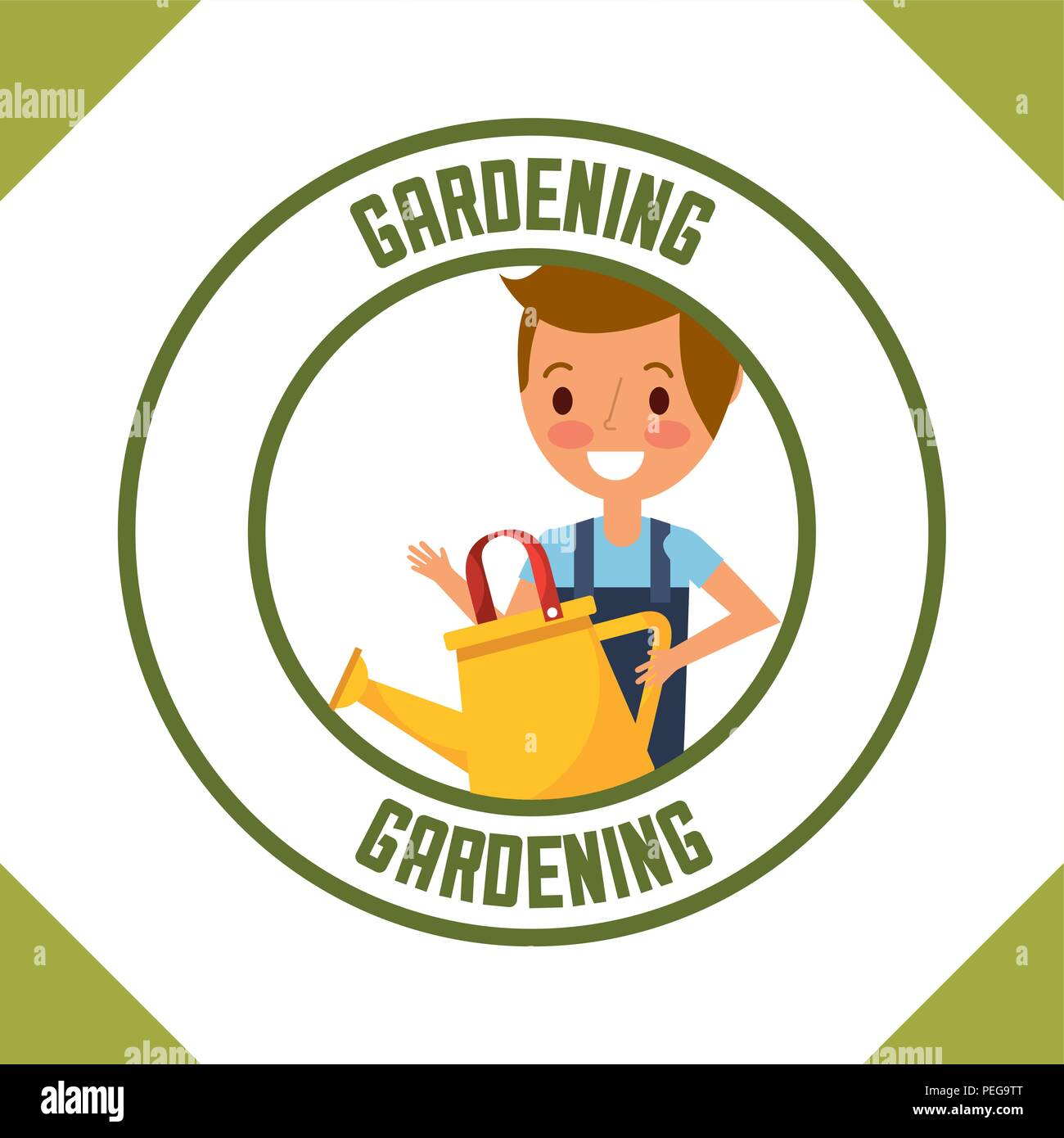 Boy gardening soil seed Stock Vector Images - Alamy
