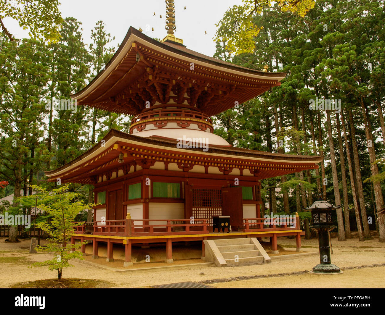 Red Temple in Koyasan area in Japan Stock Photo - Alamy