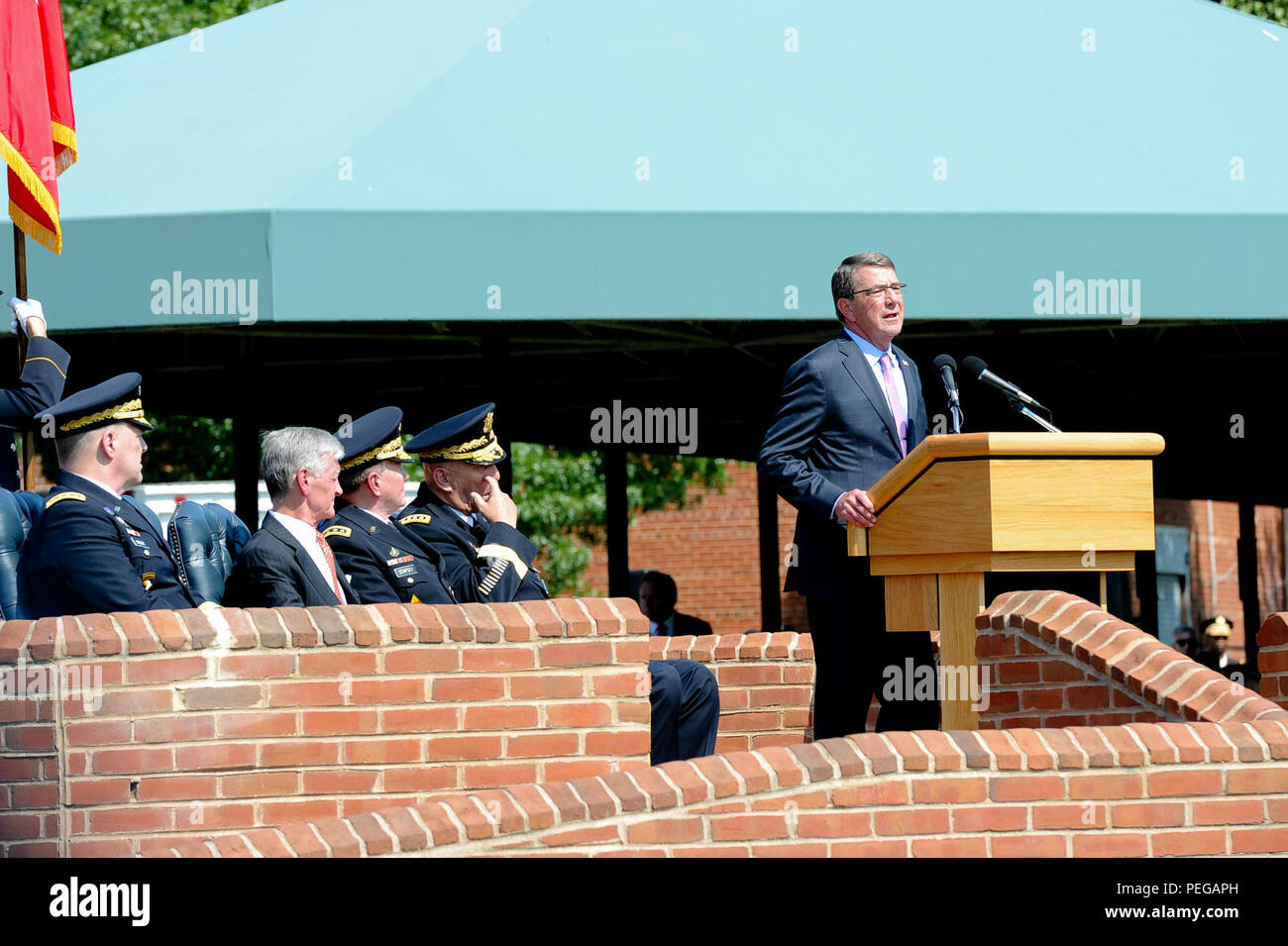 Secretary of Defense Ashton B. Carter addresses the audience during a ...