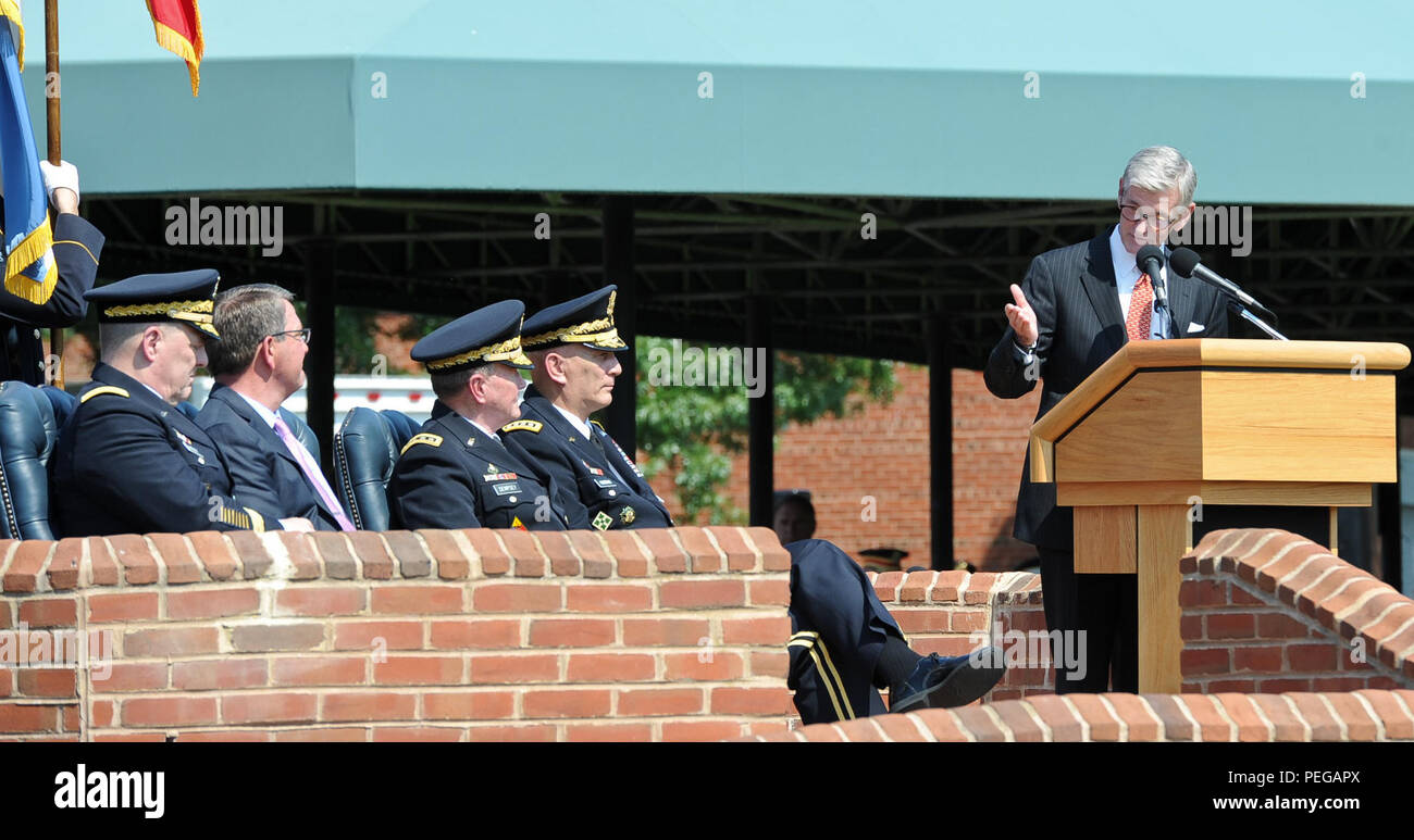 Secretary of the Army addresses the audience during a change of ...