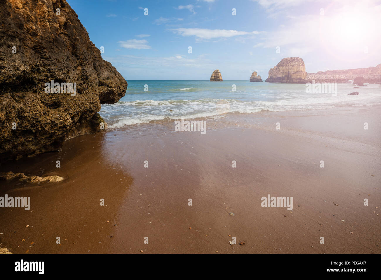 Algarve sunny beach, Portugal Stock Photo - Alamy