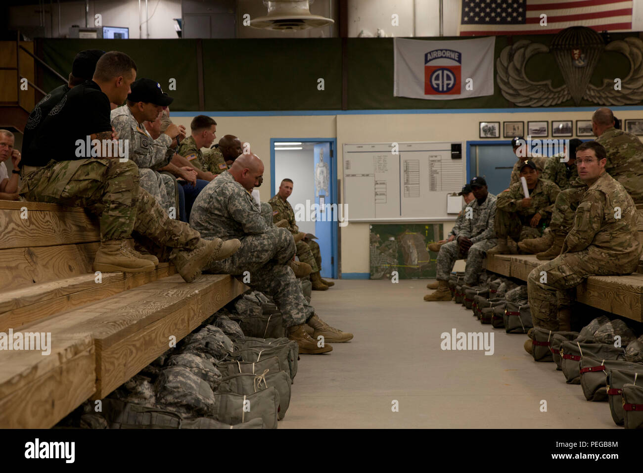 U.S. Army soldiers wait for sustained Airborne training to begin in ...